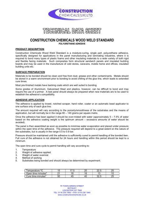 Wood Weld Standard Health & Safety & Technical Data Sheet
