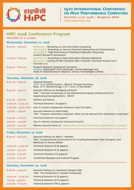 HiPC 2008 Conference Program