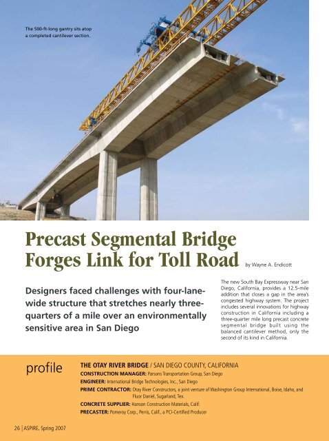 Precast Segmental Bridge Forges Link for Toll Road - Aspire - The ...