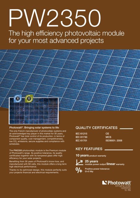 The high efficiency photovoltaic module for your most ... - Activity Solar