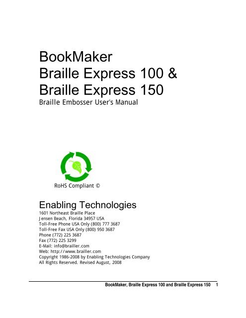 BookMaker Braille Express 100 & Braille Express 150 - Enabling ...