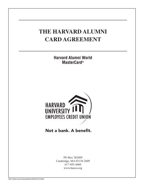 THE HARVARD ALUMNI CARD AGREEMENT