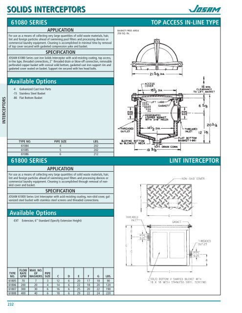 SOLIDS INTERCEPTORS 61080