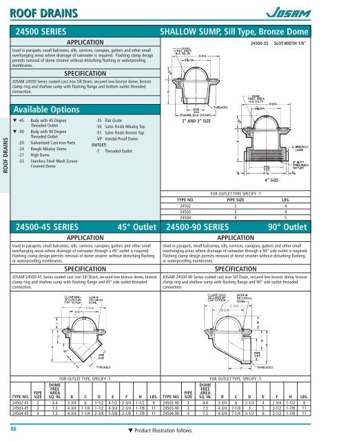 ROOF DRAINS 24500 SERIES