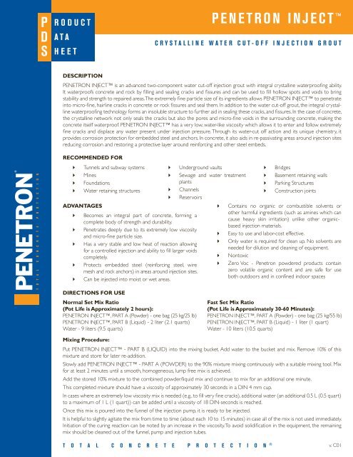 Data Sheet - Penetron