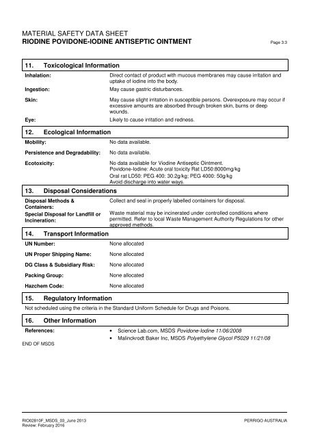 MATERIAL SAFETY DATA SHEE