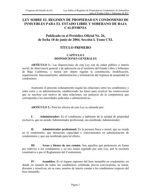 LEY SOBRE EL REGIMEN DE PROPIEDAD EN ... - Tijuana