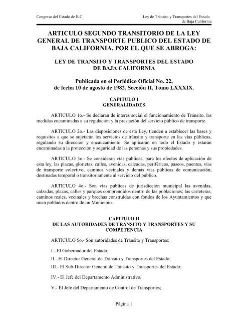 ARTICULO SEGUNDO TRANSITORIO DE LA LEY ... - Tijuana
