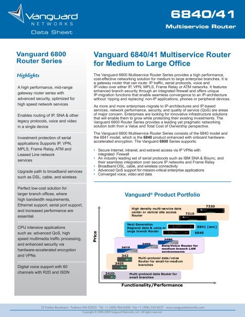 Vanguard 6800 Series Data Sheet - Vanguard Networks