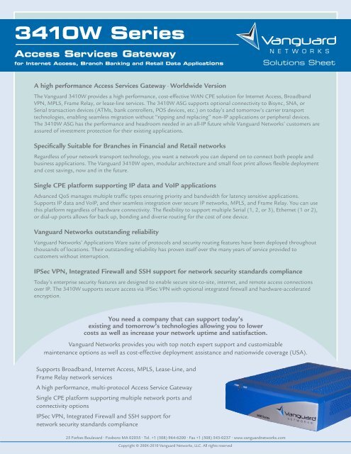 3410W Series - Vanguard Networks