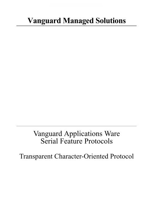 Transparent Character Oriented Protocol - Vanguard Networks