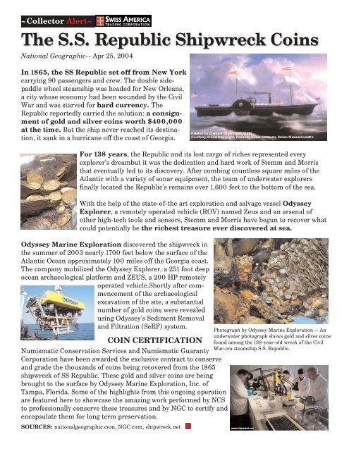 The S.S. Republic Shipwreck Coins - Swiss America