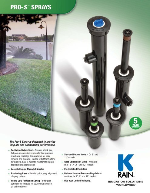 Pro S Sprays Product Specifications - K-Rain