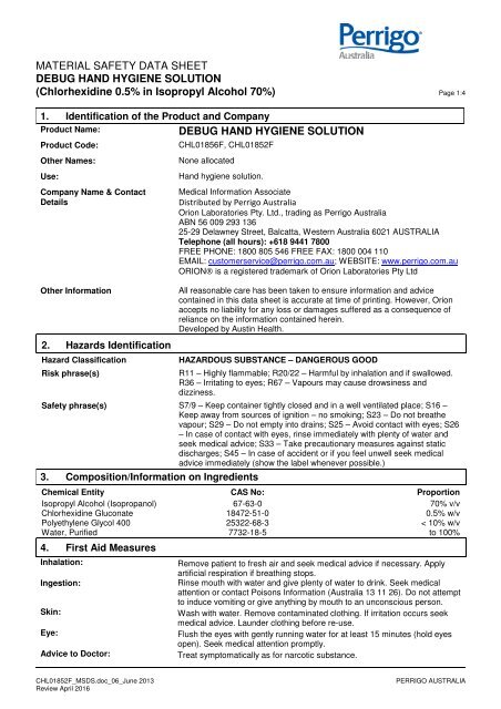 DeBug Hand Hygiene Solution - Briggate Medical Company
