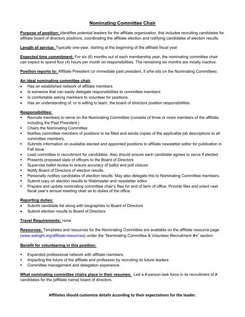 Nominating Committee Chair