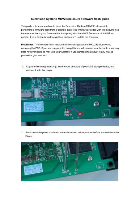 Sumvision Cyclone MKV2 Enclosure Firmware flash guide