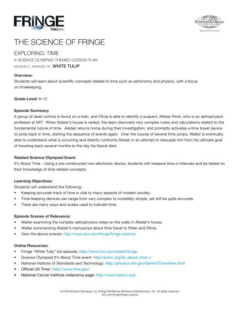 THE SCIENCE OF FRINGE - Science Olympiad