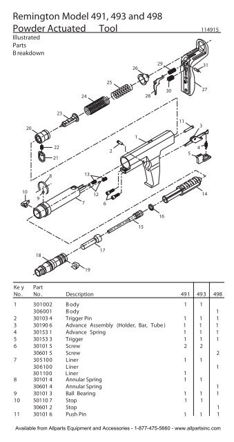 Remington Model 491, 493 and 498 Powder Actuated Tool - Allparts ...