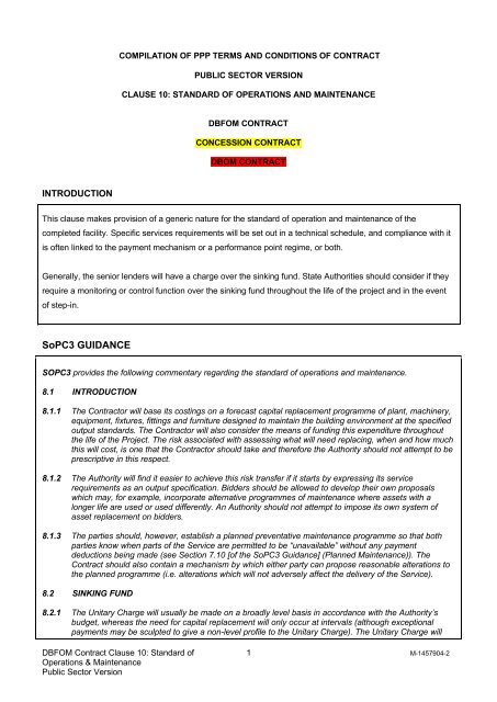 10. Standard of Operations and Maintenance