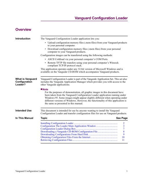 Vanguard Configuration Loader Overview - Vanguard Networks