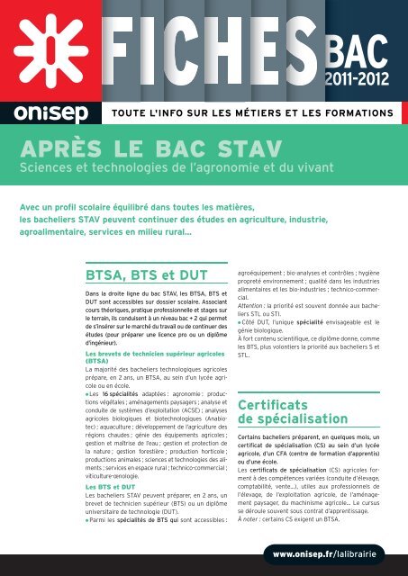 APRÃ S LE BAC STAV - Orientation