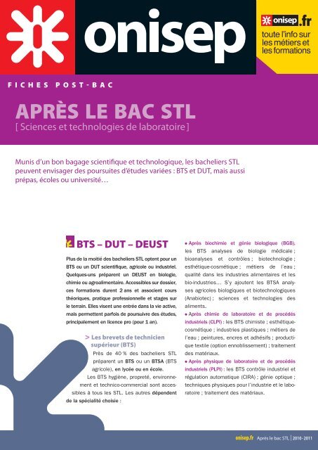 Sciences physiques et chimiques en laboratoire STL - Onisep