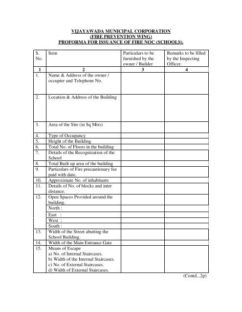 PROFORMA FOR ISSUANCE OF FIRE NOC (SCHOOLS).