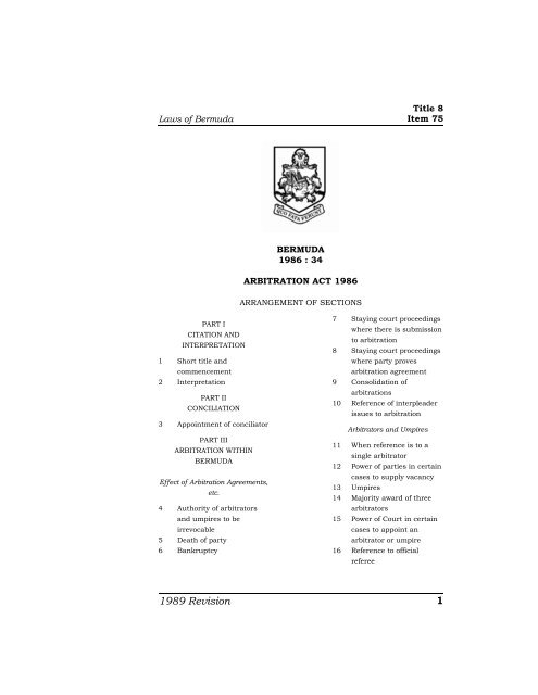 Arbitration Act 1986 - Bermuda Laws Online