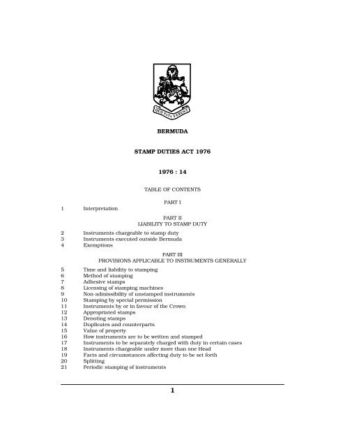 Stamp Duties Act 1976 - Bermuda Laws Online