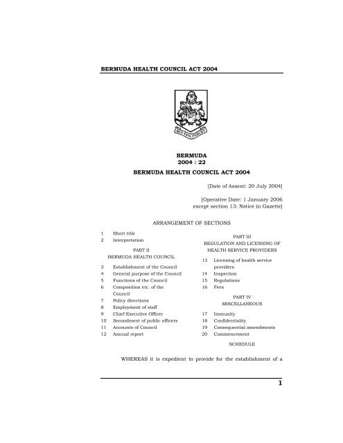 Bermuda Health Council Act 2004.pdf - Bermuda Laws Online