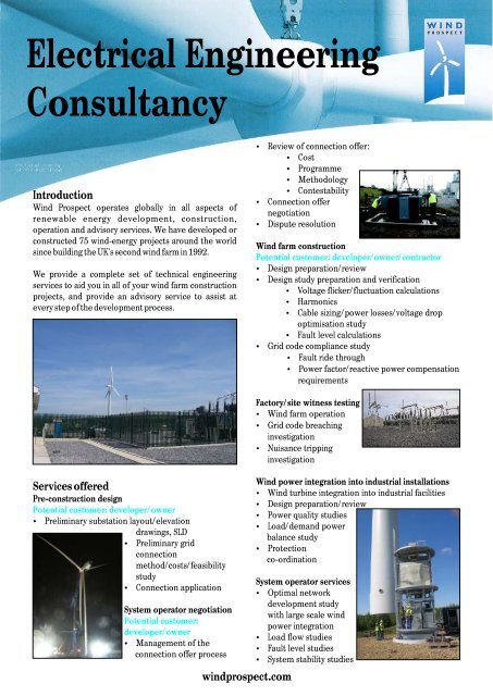 Electrical Engineering Consultancy - Wind Prospect