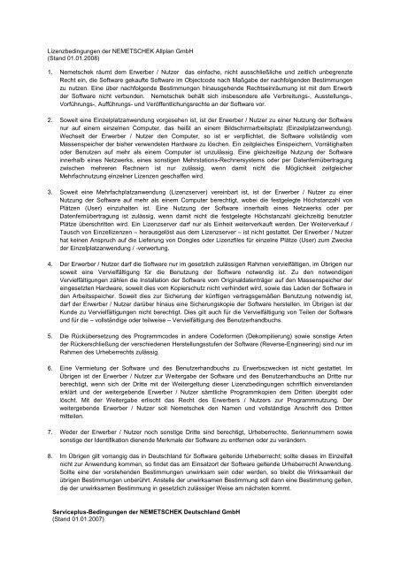 Lizenzbedingungen der NEMETSCHEK Allplan ... - ncc-plus GmbH