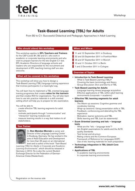 Task-Based Learning (TBL) for Adults - Language Learning Center
