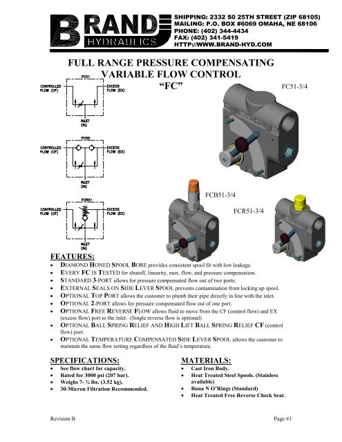 full range pressure compensating variable flow control - Fluid Power