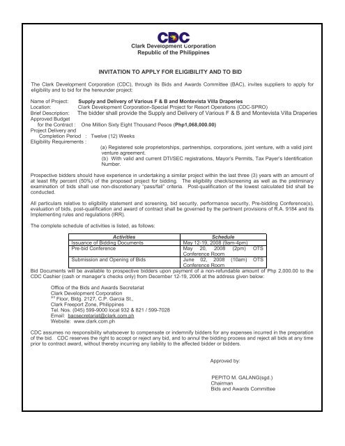 CLARK DEVELOPMENT CORPORATION - Clark Freeport Zone