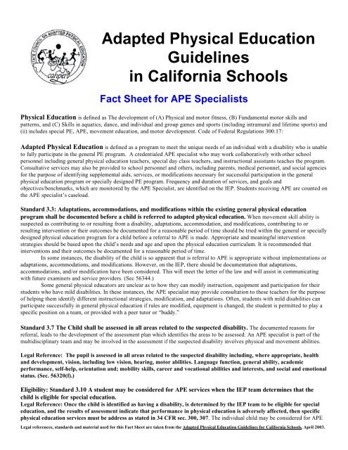 Fact Sheet_APE.pdf - State Council on Adapted Physical Education