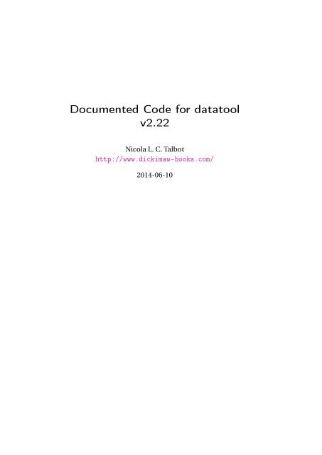 Datatool Databases And Data Manipulation