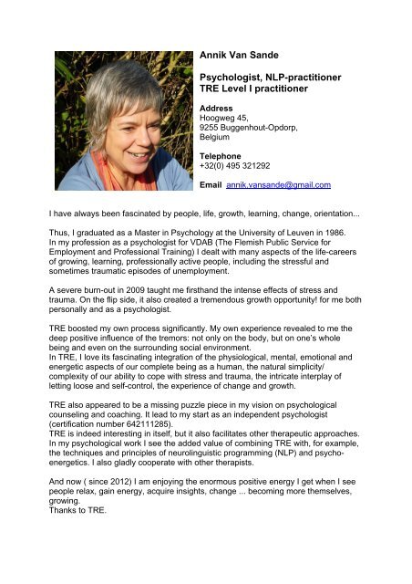 Annik Van Sande - Trauma Prevention