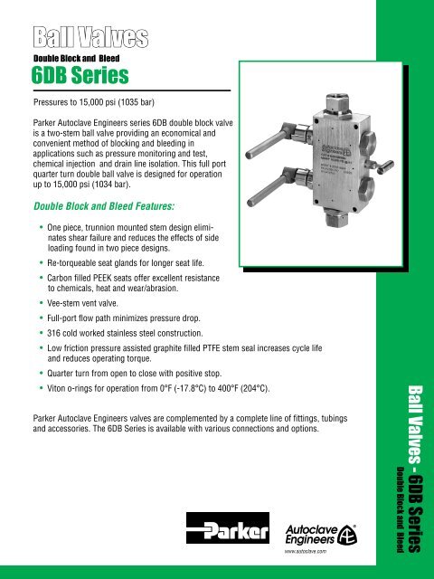Ball Valves - Parker Autoclave Engineers