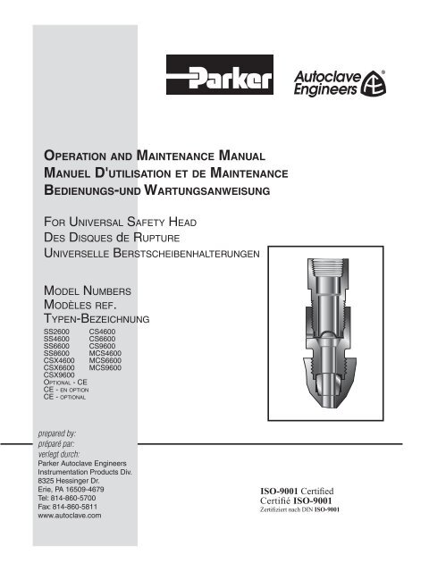 Installation - Parker Autoclave Engineers