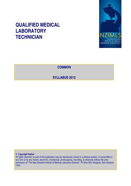 qualified medical laboratory technician - New Zealand Institute of ...