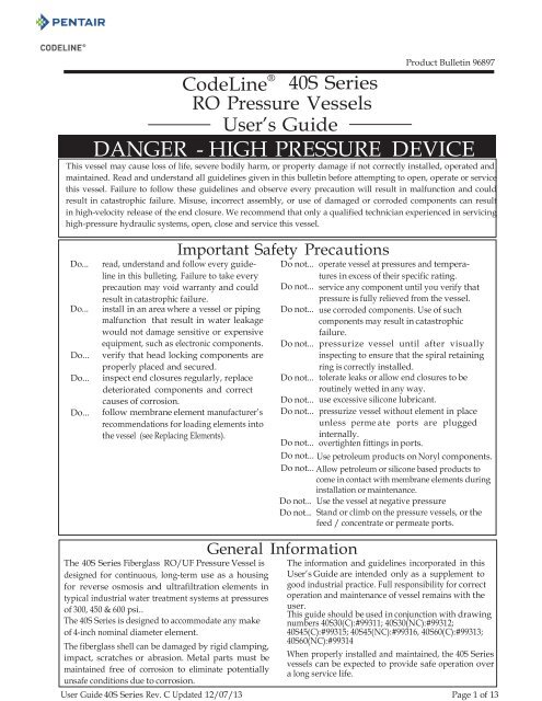 User Guide - Pentair Codeline
