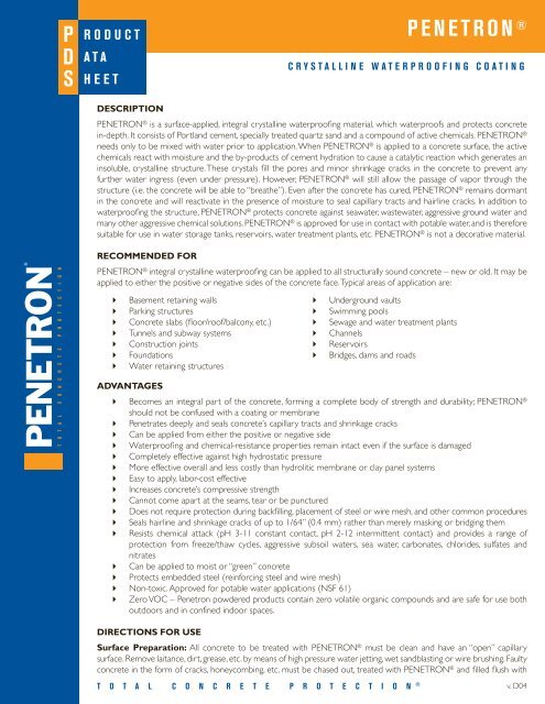 Data Sheet - Penetron