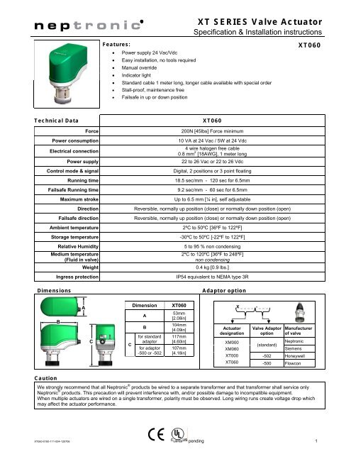 XT060 Actuators - Neptronic