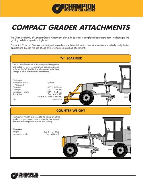 COMPACT GRADER ATTACHMENTS - Champion Motor Graders