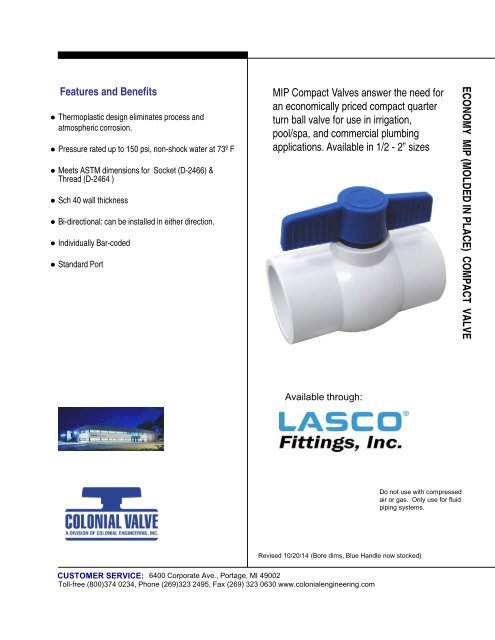 Economy Mip Valve - Colonial Engineering