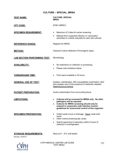 TEST NAME: CULTURE, ROUTI