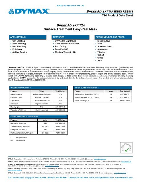 DYMAX 724 SpeedMask Product Data Sheet - Blaze Technology ...