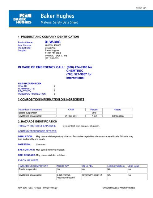 XLW-30G - USA- Revised 11/09/20 - Baker Hughes