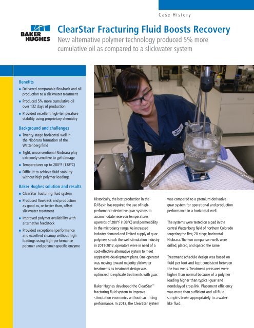 ClearStar Fracturing Fluid Boosts Recovery - Baker Hughes